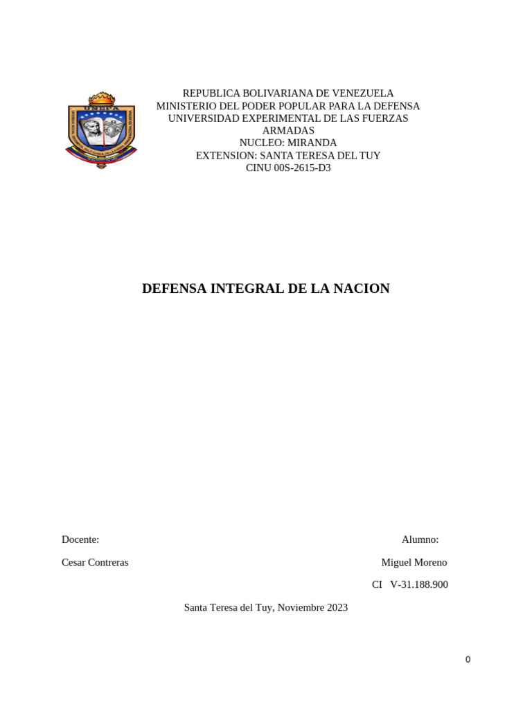 Defensa Integral de La Nación Miguel Moreno | PDF | Estado (política ...