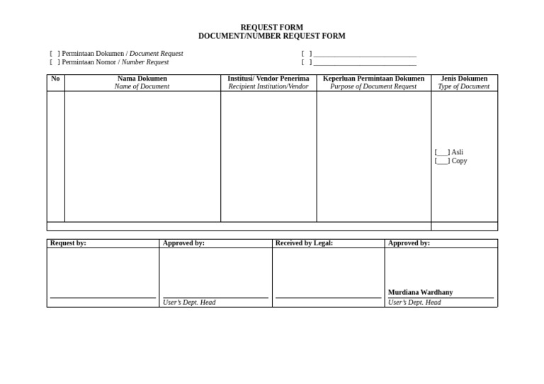 Legal Request Form - Document and Number Request | PDF