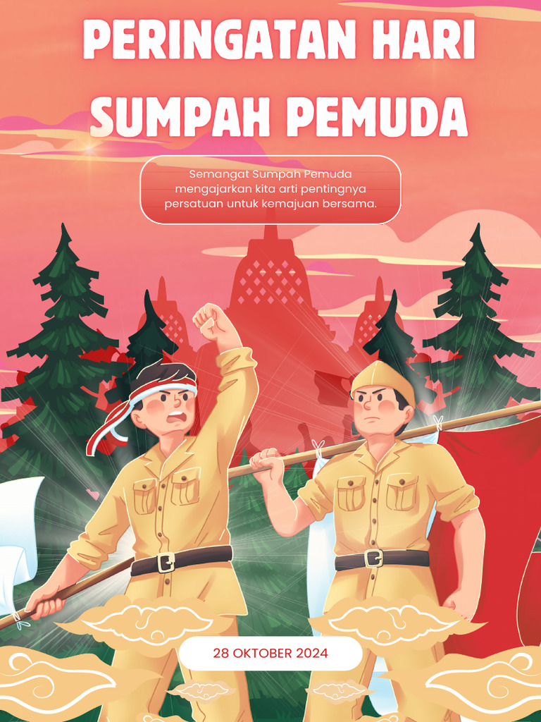 Merah dan Kuning Kreatif Ilustrasi Selamat Hari Sumpah Pemuda Poster ...