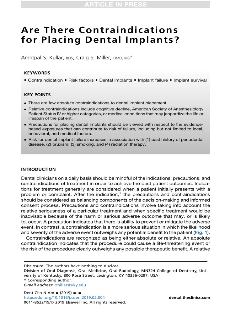 Dental Implant Risks & Contraindications | PDF | Dental Implant ...