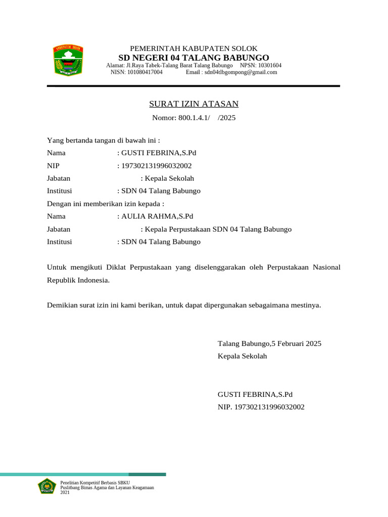 Surat Izin Atasan | PDF