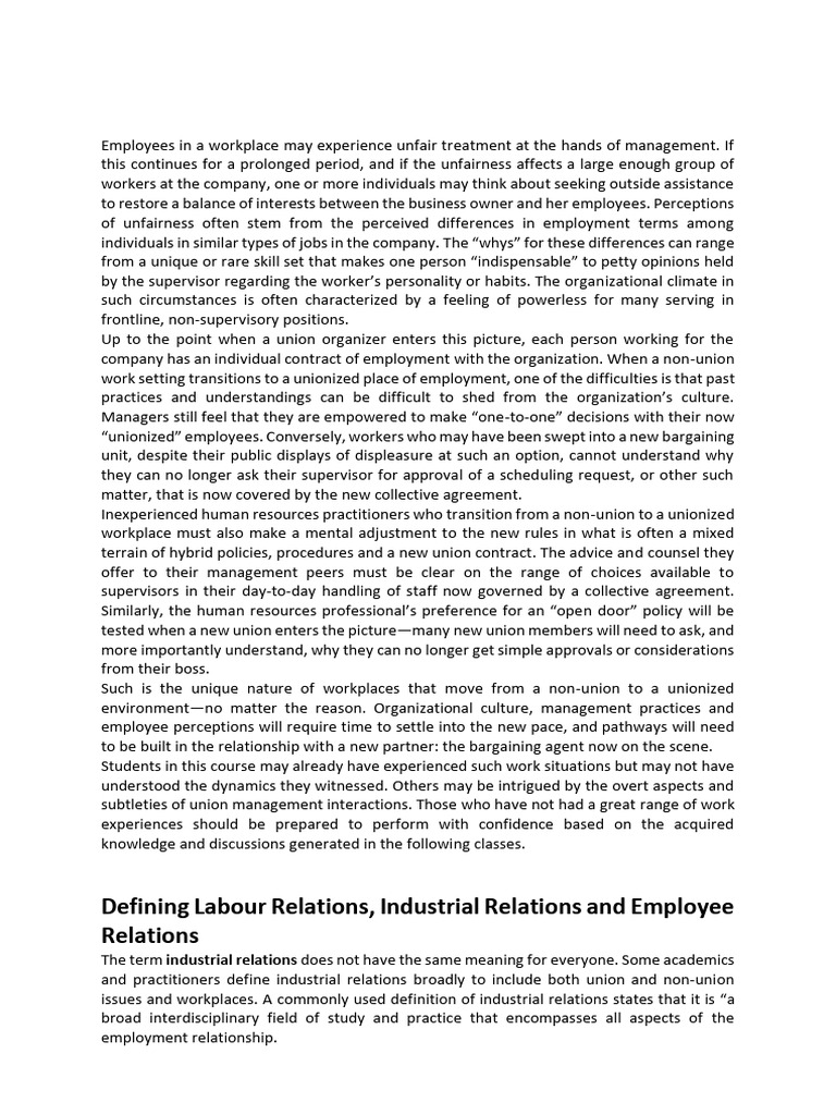 Understanding Labour Relations Dynamics | PDF | Trade Union | Employment