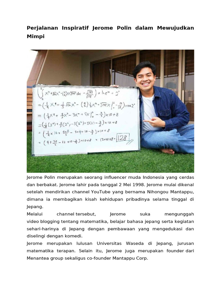 Perjalanan Inspiratif Jerome Polin Dalam Mewujudkan Mimpi | PDF