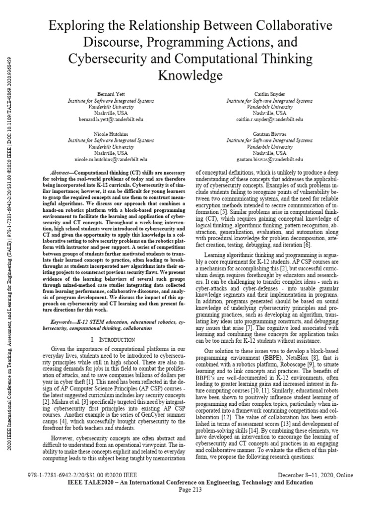 Exploring The Relationship Between Collaborative Discourse Programming Actions and Cybersecurity ...