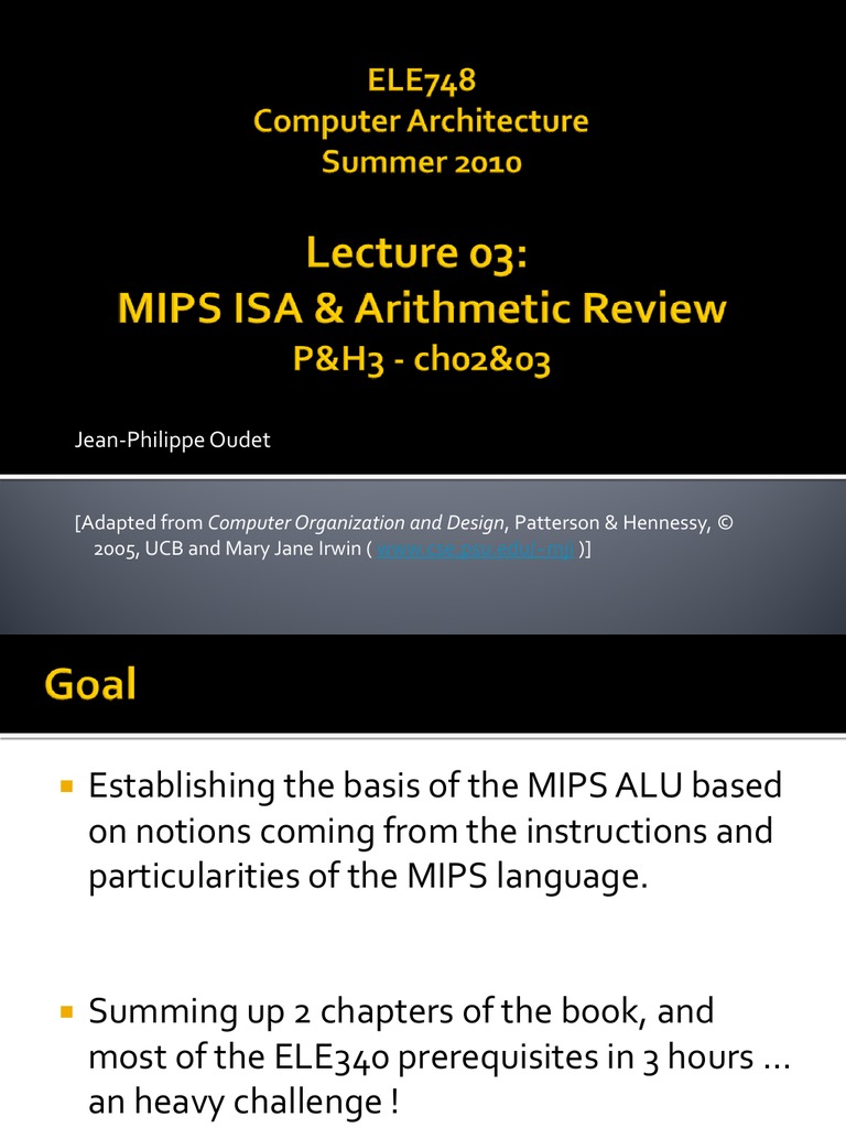 lec03-MIPS ISA ch2&3 | PDF | Instruction Set | Mips Instruction Set