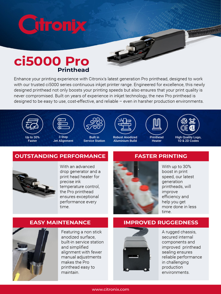 Citronix ci5000 Pro Printhead Overview | PDF | Printer (Computing ...