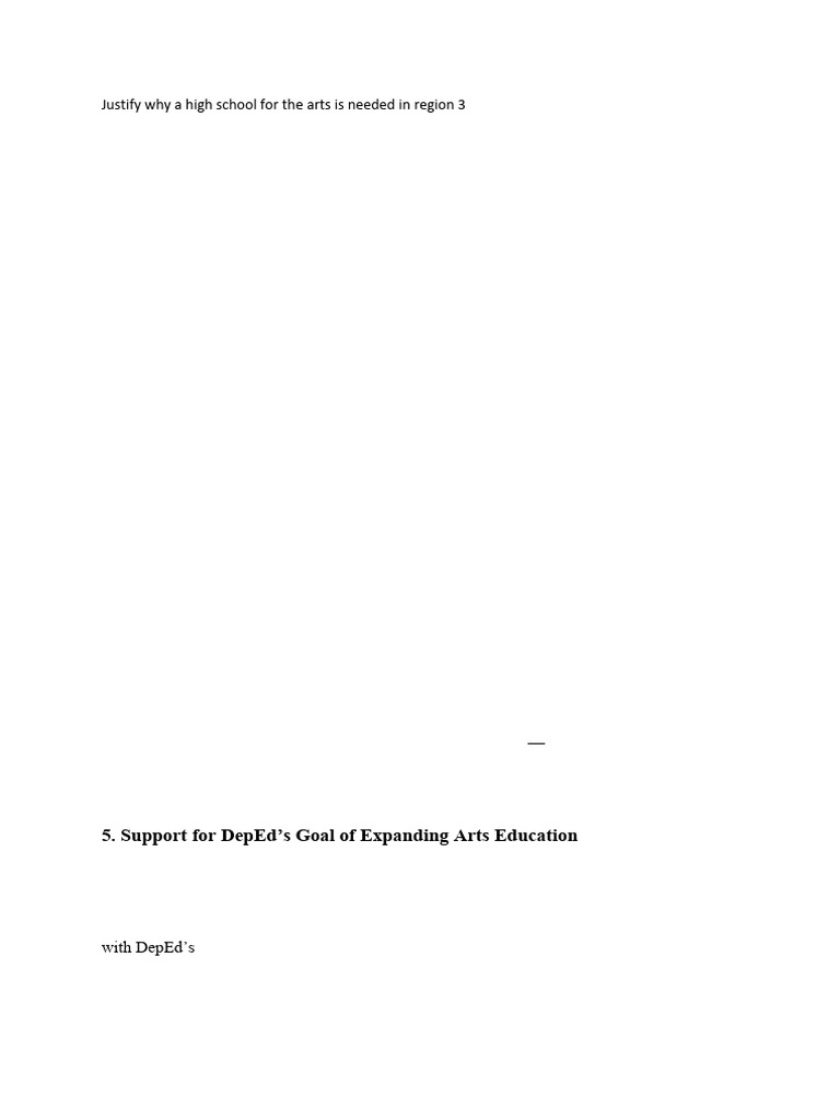 Justify why a high school for the arts is needed in region 3 | PDF ...