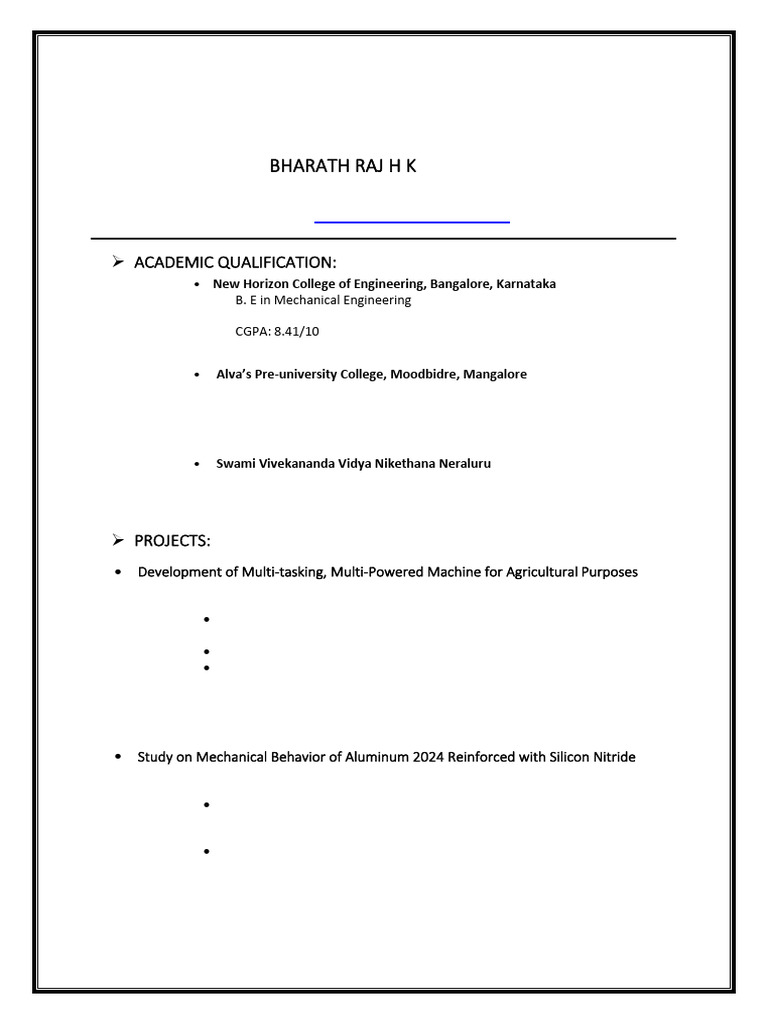 BHARATH RAJ H K (Updated Resume) | PDF