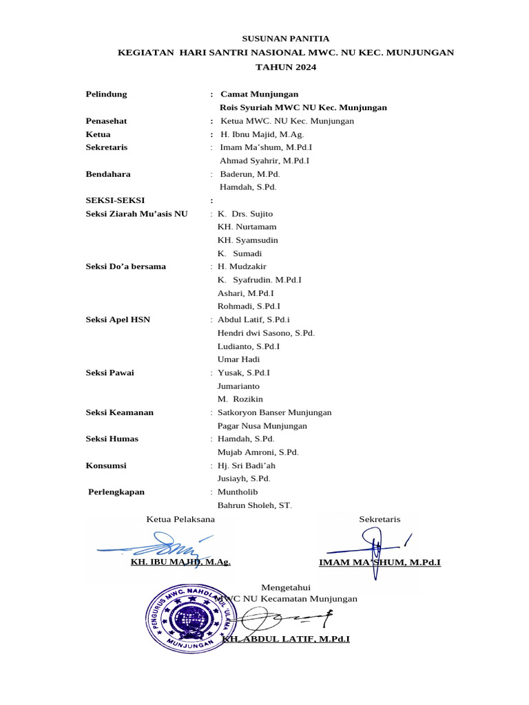Susunan Panitia | PDF