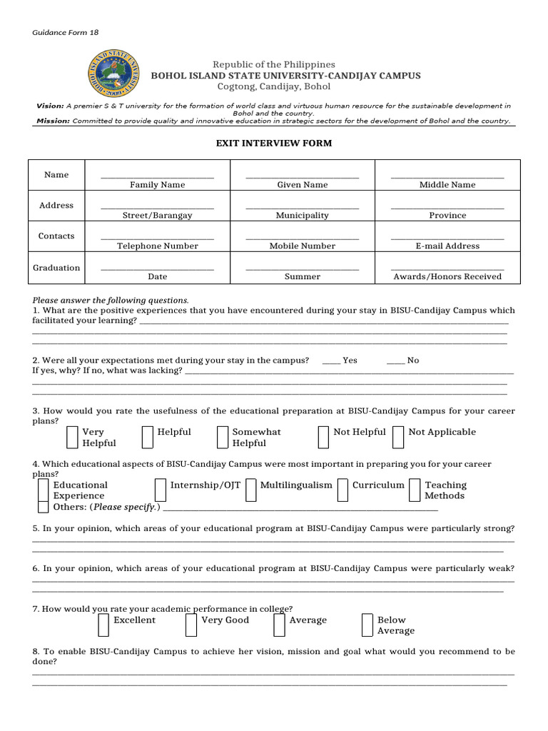 18 Exit Interview Form 2 | PDF | Learning