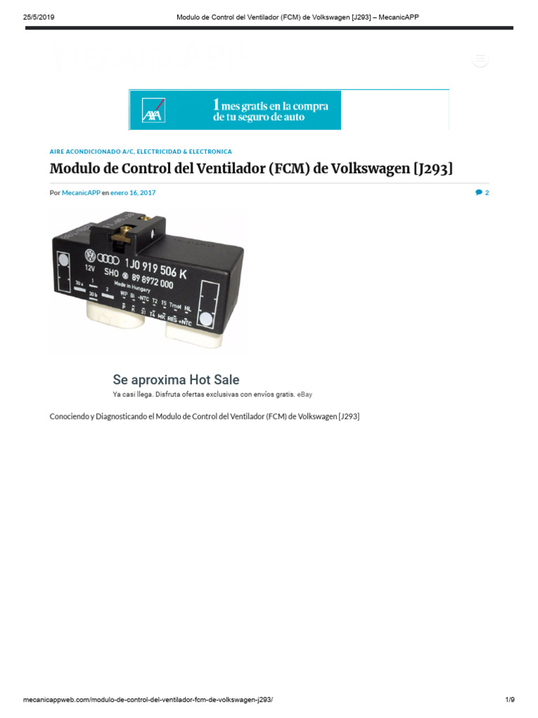 Modulo de Control Del Ventilador (FCM) de Volkswagen (J293 ...