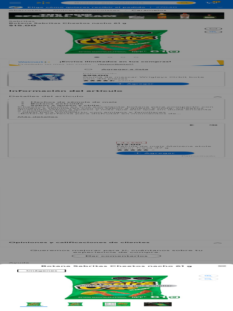 Botana Sabritas Cheetos Nacho 61 g Walmart | PDF