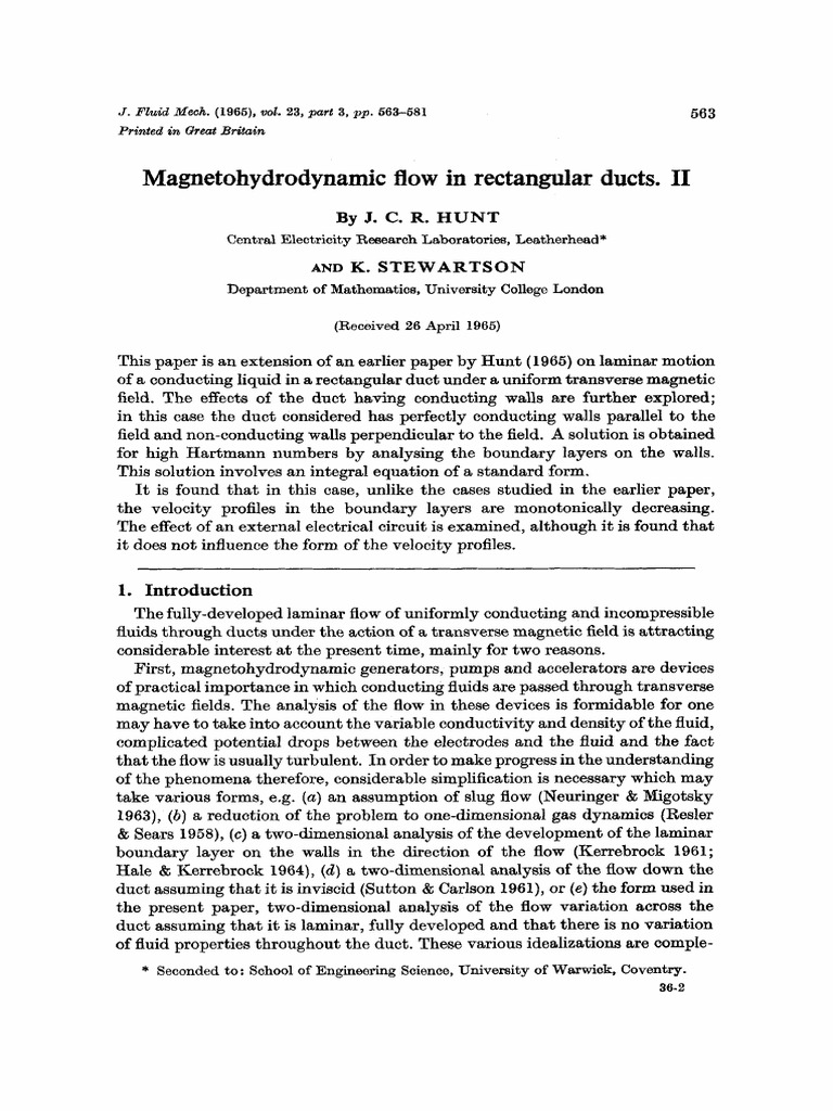 Magnetohydrodynamic Flow in Rectangular Ducts-2 | PDF | Fluid Dynamics | Boundary Layer