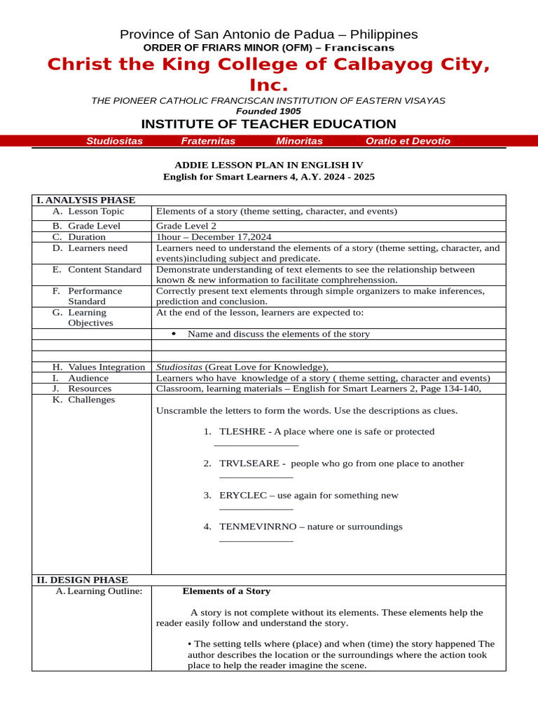 ADDIE-LESSON-PLAN-IN-ENGLISH-IV (1) (1) | PDF | Lesson Plan | Learning