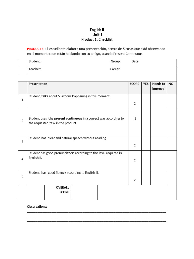 CHECKLIST C1 | PDF