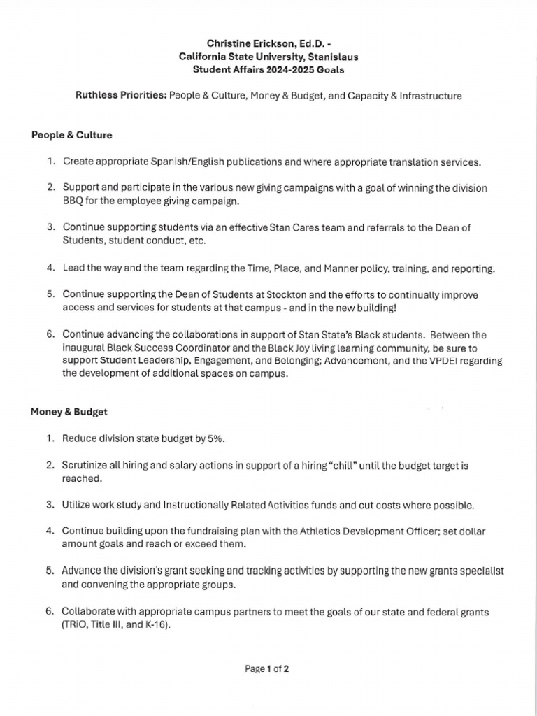 2024 - Student Affairs Division Goals | PDF