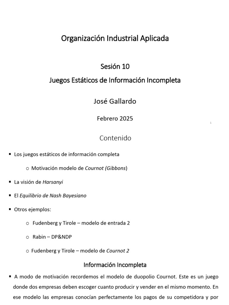 Juegos de Información Incompleta | PDF | Ciencias económicas | Métodos ...