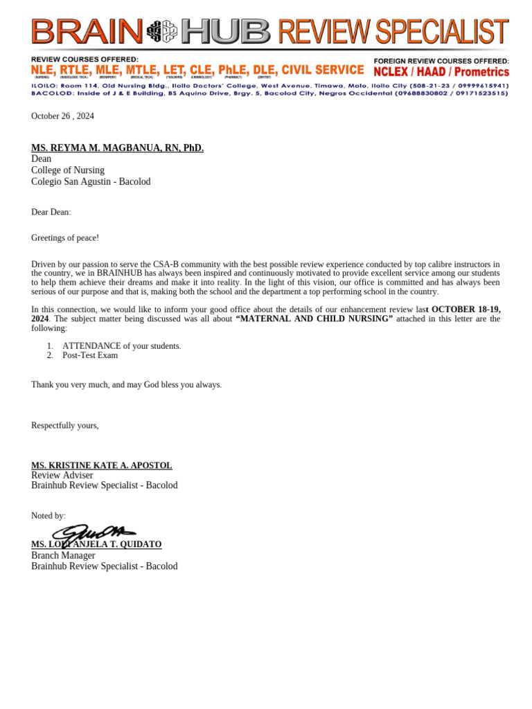 Brainhub Nursing Review Summary | PDF