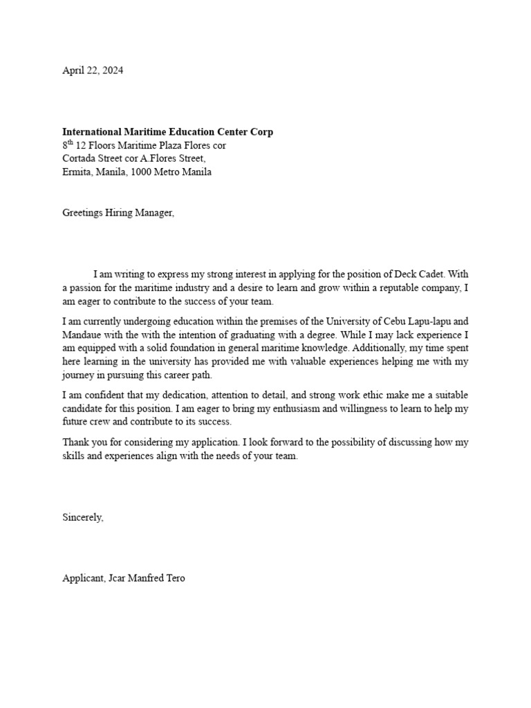 Application Letter Tero | PDF