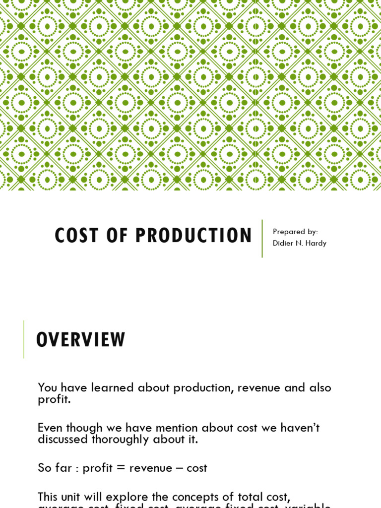 Part 9 Cost of Production (2024) | PDF | Average Cost | Business Economics