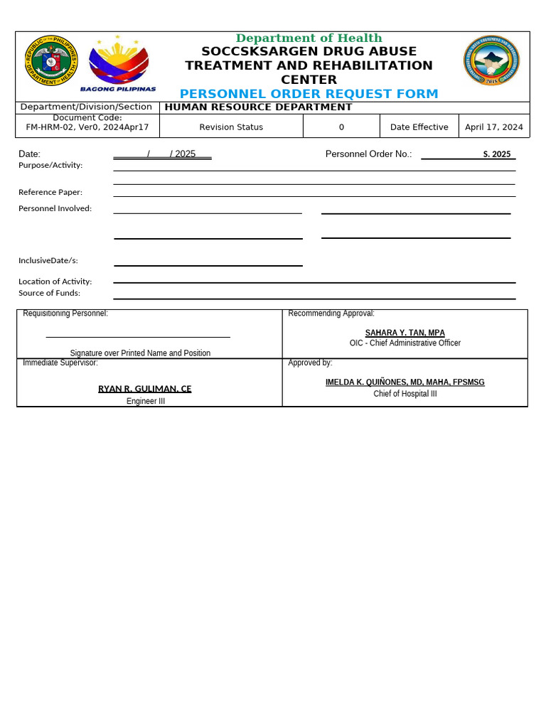 2 - Personnel Order Request Form | PDF