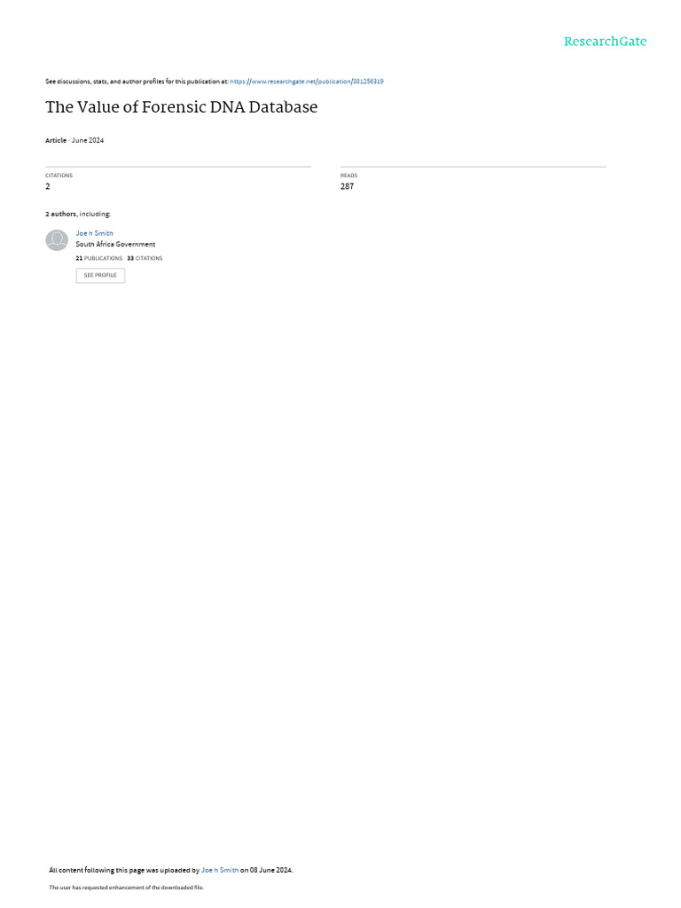ThevalueofforensicDNAdatabase | PDF | Forensic Science | Dna Profiling
