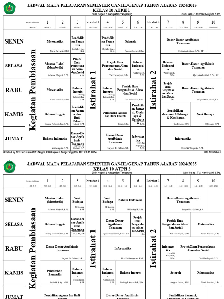 Jadwal Kelas (Update 9 9 2024) | PDF