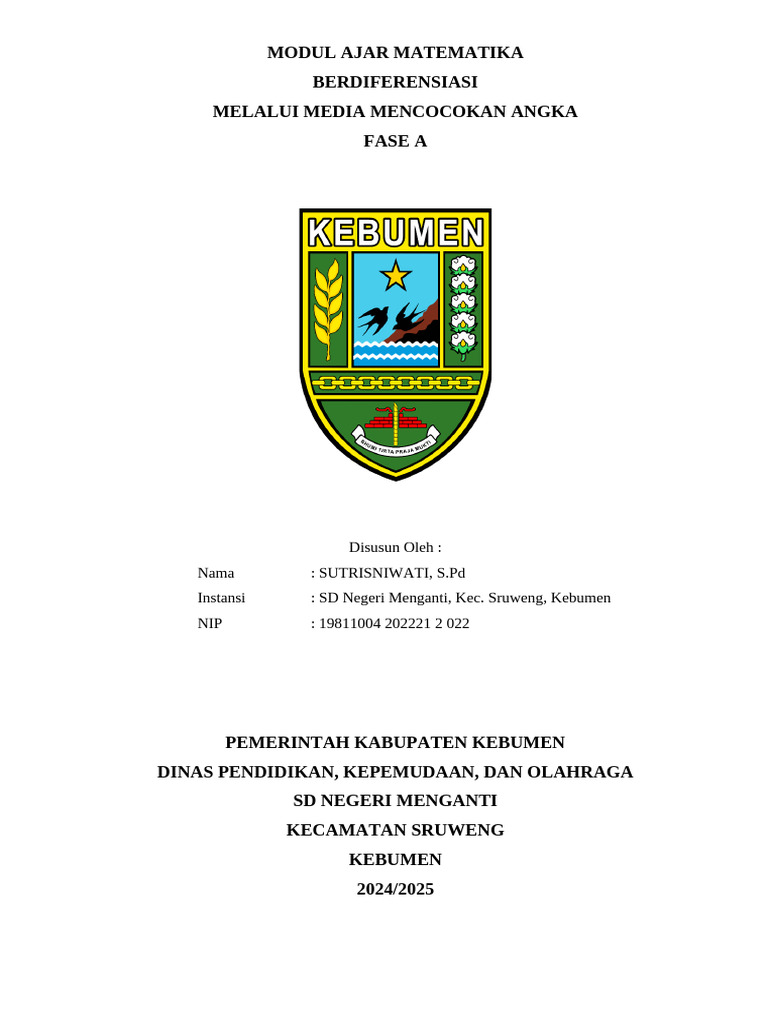 Modul Ajar Berdiferensiasi Kelas 1 PPG Sutrisniwati Betul | PDF