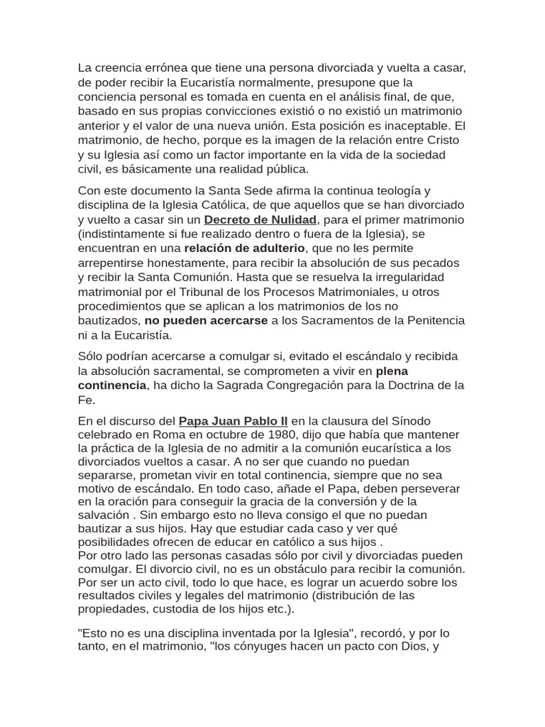 Divorciados Vueltos A Casar | PDF | eucaristía | Iglesia Católica