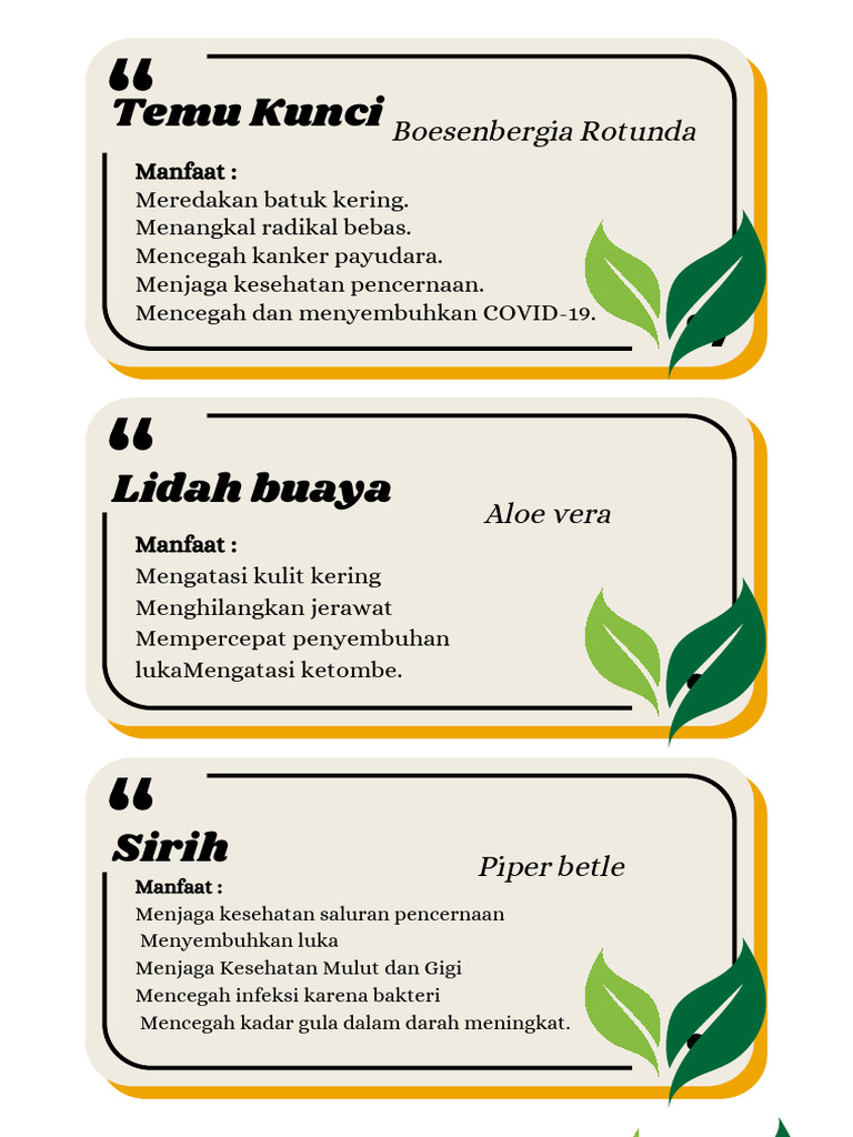 Manfaat Beragam Tanaman Herbal Indonesia | PDF