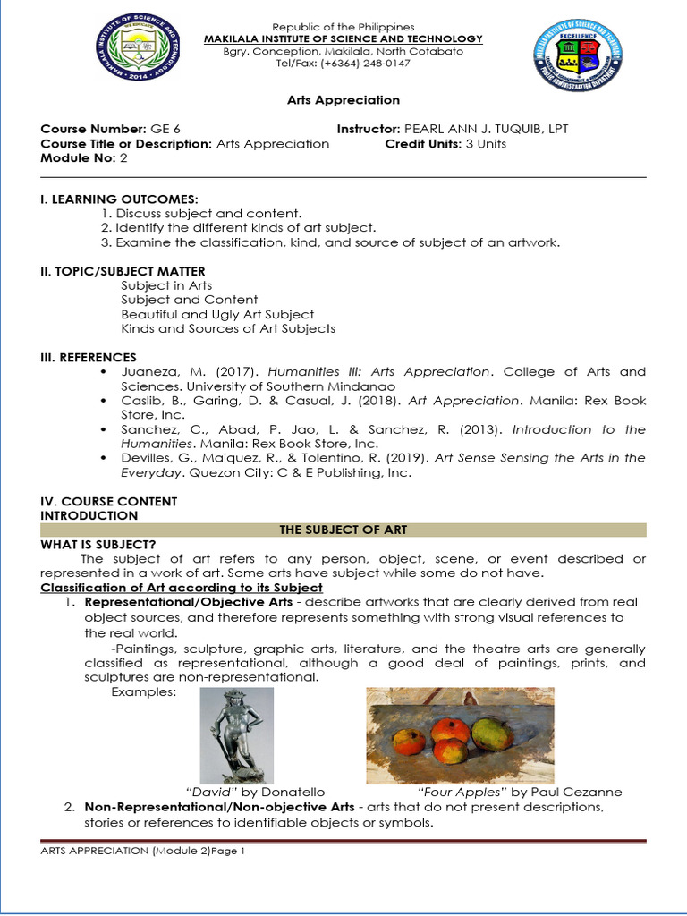 Art Appreciation - Module 2 | PDF | Abstract Art | Realism (Arts)