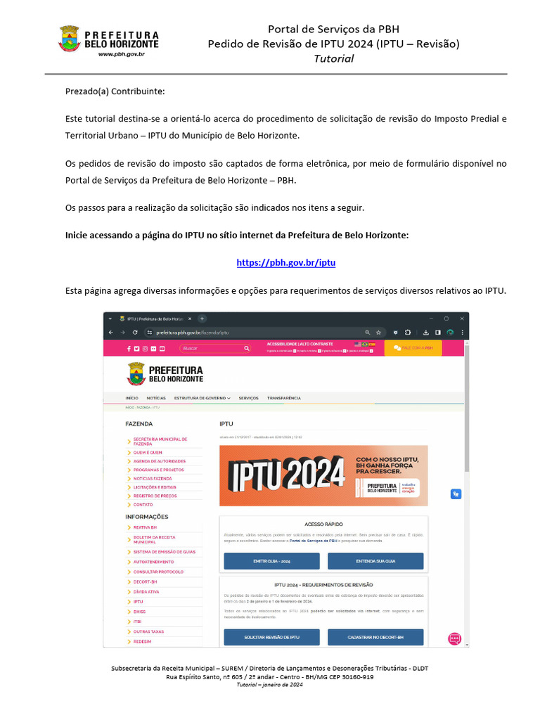 Tutorial - Captador IPTU 2024 v1 | PDF