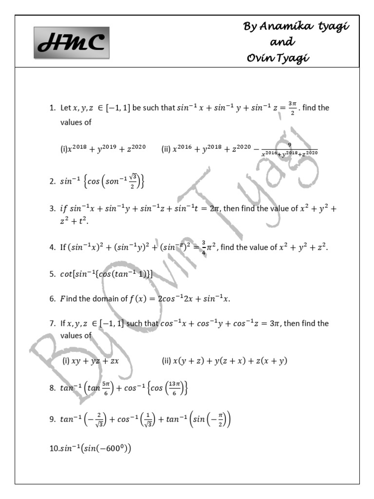 Inverse Trigonometric Function | PDF | Special Functions | Calculus