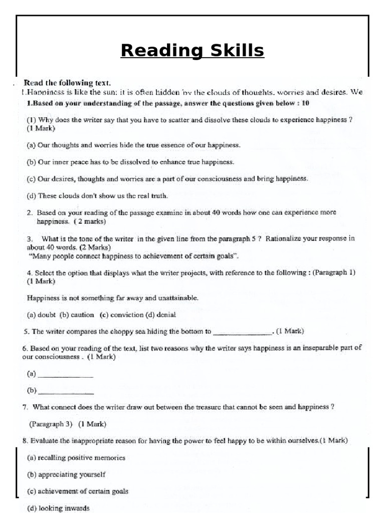 Reading Skills | PDF