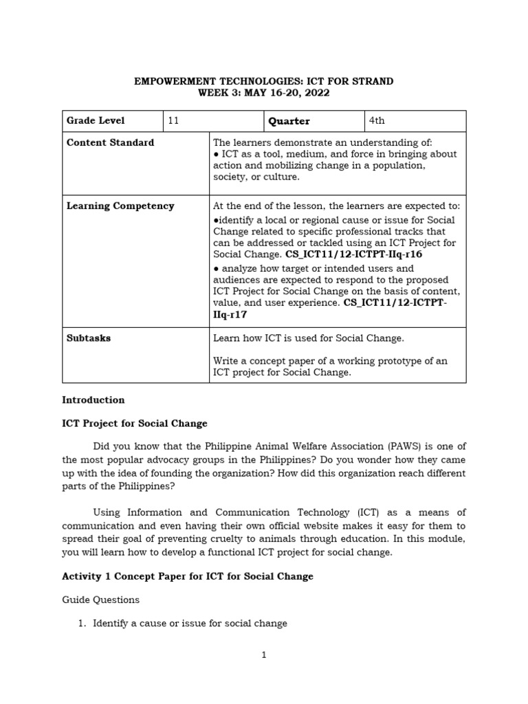 ICT Project Design for Social Change | PDF | Educational Technology ...