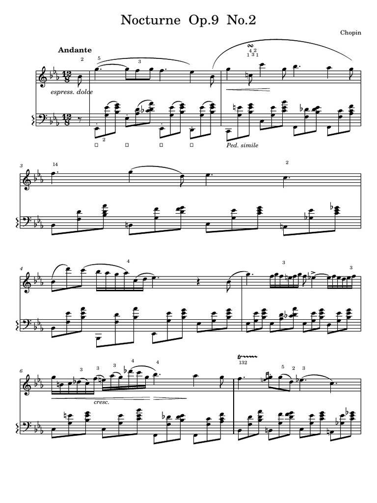 Chopin Nocturne Op. 9 No. 2 Sheet Music | PDF | Elements Of Music ...