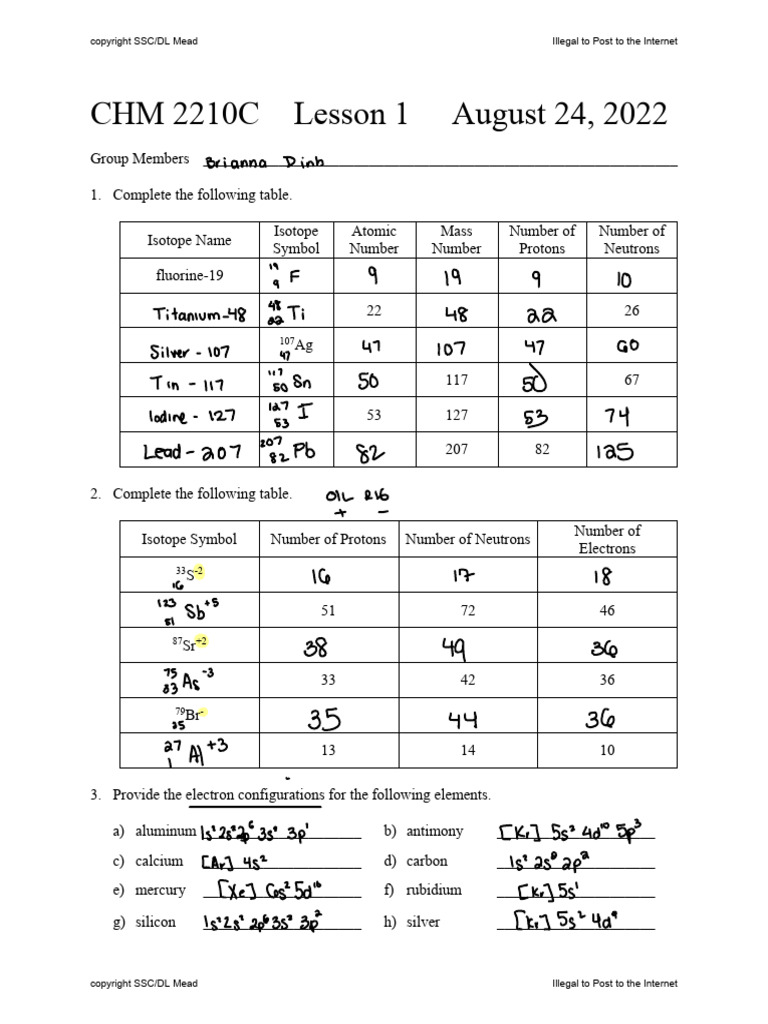 Isotope and Electron Configuration Guide | PDF | Chemical Polarity ...