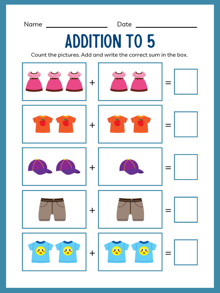 Fun and Colorful Kindergarten Addition Math Worksheet | PDF