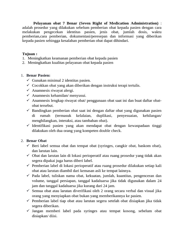 Prosedur 7 Benar Pemberian Obat | PDF