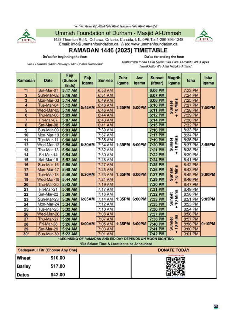 Ramadan Timetable 2025.pdf2 | PDF