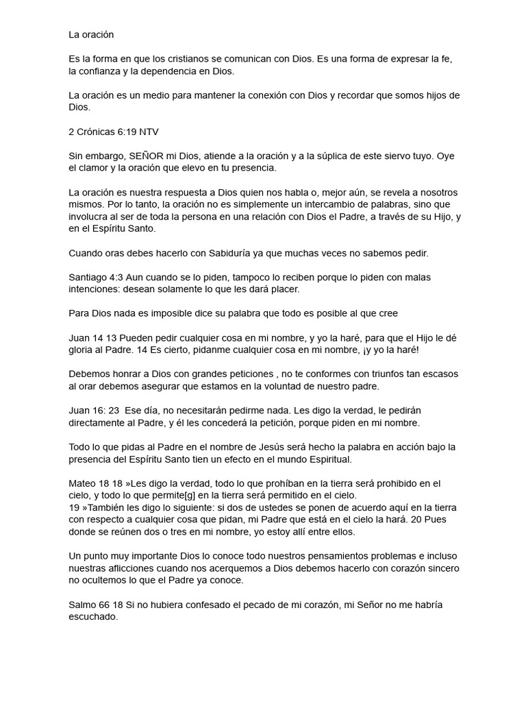 La Importancia de la Oración en la Fe Cristiana | PDF | Oración ...