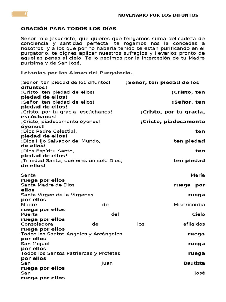 Novenario Por Los Difuntos | PDF | Cristo (título) | Purgatorio