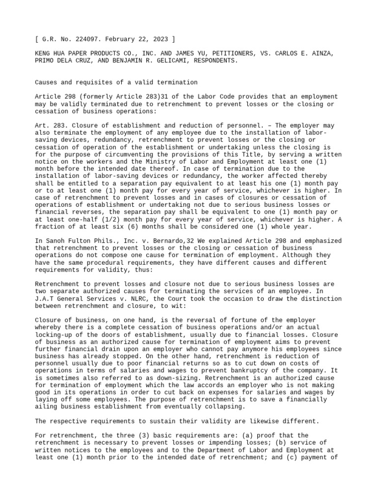 Retrenchment Notes | PDF | Employment | Layoff Retrenchment Notes | PDF | Employment | Layoff