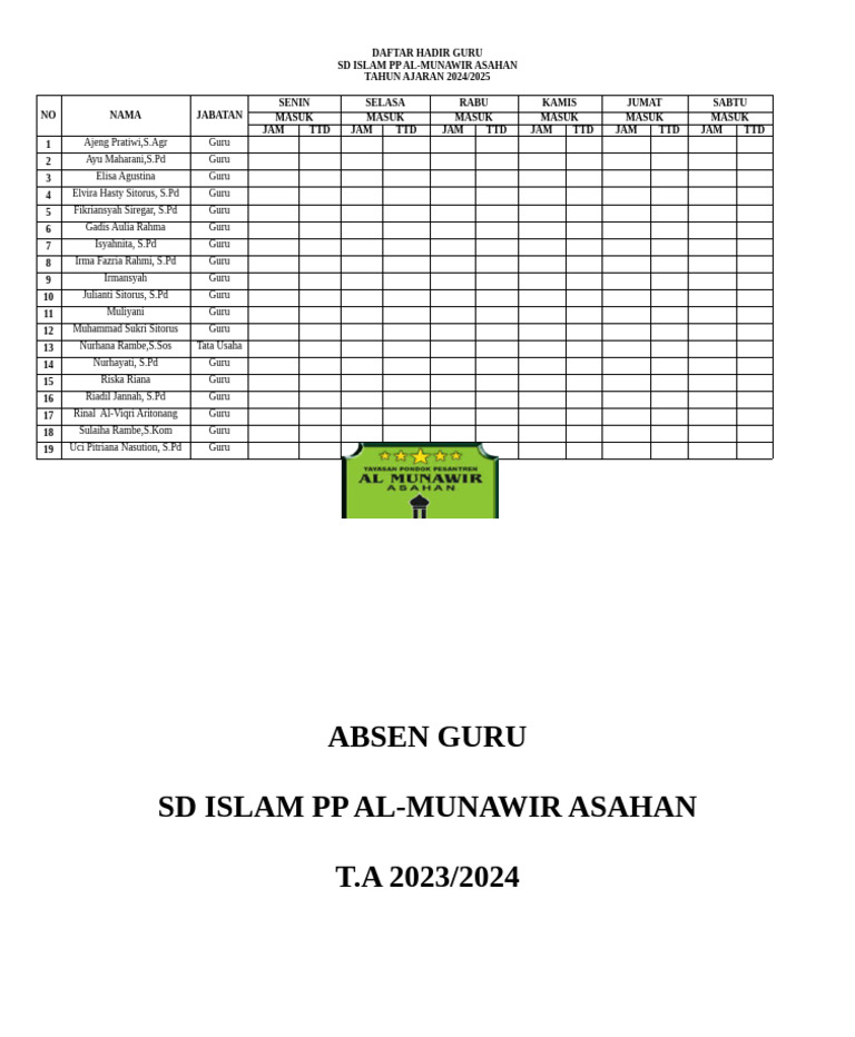 ABSEN GURU 2024 | PDF