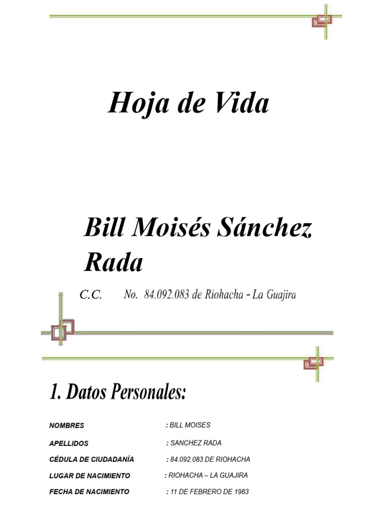 Hoja de Vidad Villi Sanchez | PDF | Colombia | Bogotá