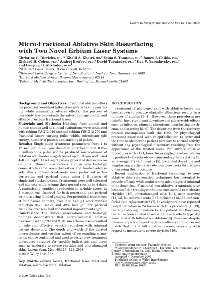 Lasers Surg Med - 2008 - Dierickx - Micro Fractional Ablative Skin ...