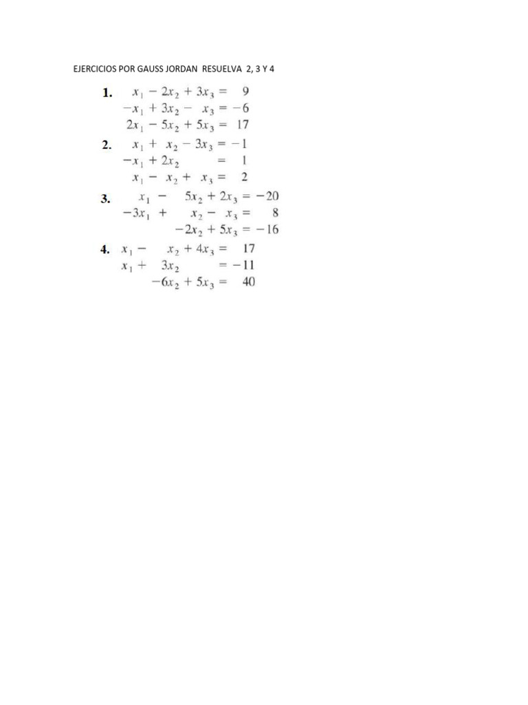 Ejercicios Por Gauss Jordan | PDF