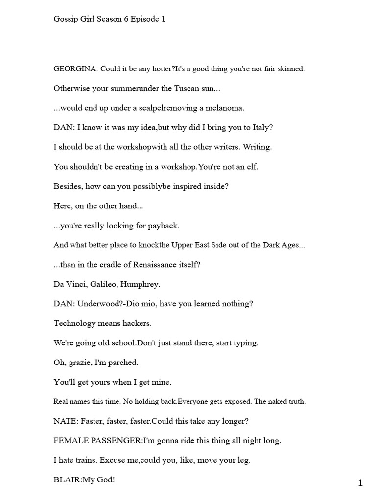 Gossip Girl Season 6 Study | PDF | Gossip Girl