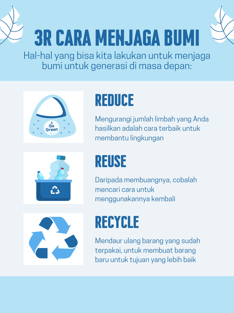 Biru Ilustrasi 3R Cara Menjaga Bumi Poster Sekolah | PDF