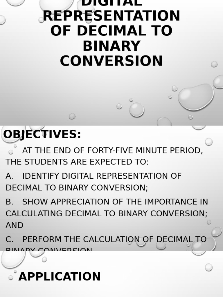 DIGITAL REPRESENTATION OF DECIMAL TO BINARY CONVERSION | PDF